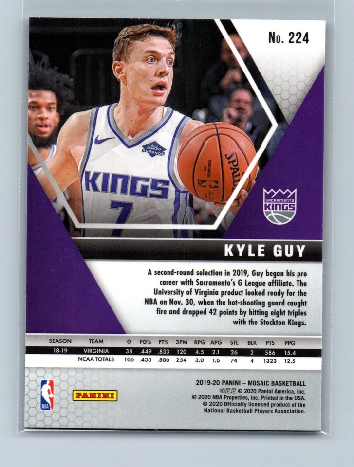 2019-20 Panini Mosaic Kyle Guy Rookie Card Sacramento Kings RC #224 | eBay