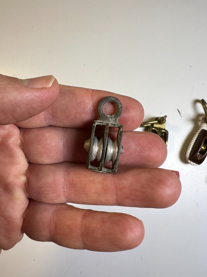 Small Tiny Antique Nautical Rope Blocks & Brass Shackles Wood & Rigging ...