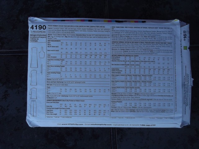 Uncut Simplicity Pattern 4190 10-18 Resort Beach Wear Crop Pants Dress ...