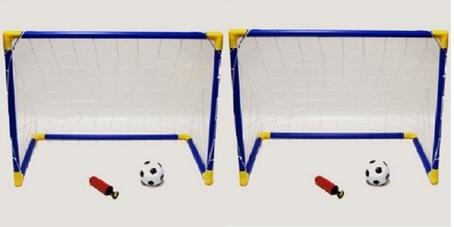 CHILDRENS MINI FOOTBALL GOAL POST TWIN SET KIDS PRACTICE SOCCER GOALS ...
