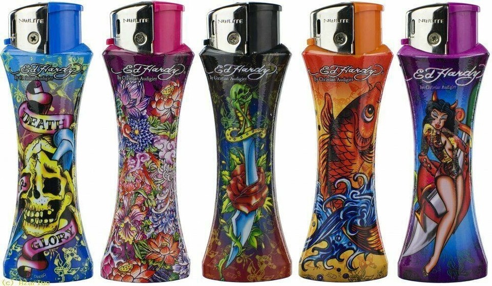 2 Lighter ED HARDY REFILLABLE TATTOO CURVE LIGHTER (Without Gas)Random ...