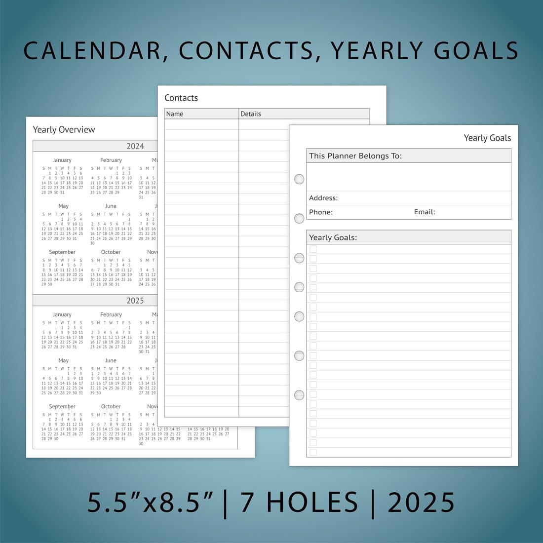 2025 Planner Refills for 3-Ring Mini Binder, Weekly and Monthly ...