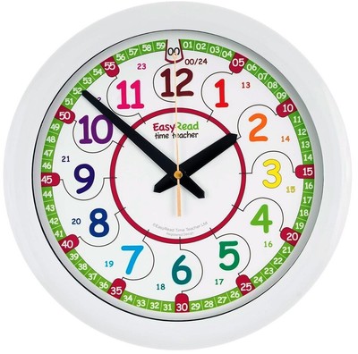 Ertt Easy Read Time Teacher Wall Clock 24 Hour - Choose from 2 Colors ...