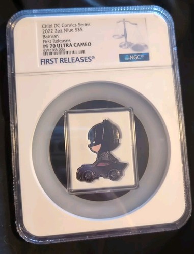2022 2 Oz .999 Fine Silver Batman Chibi Coin NGC PF70 DC Comics Justice ...