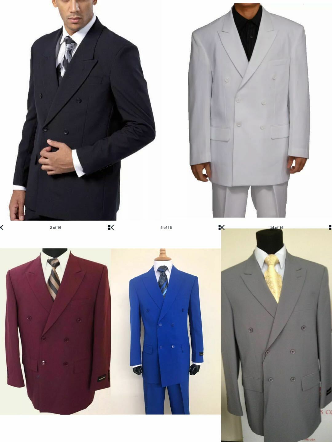 Men's 2 Piece Double Breasted Solid Color Suit Style 901P | eBay