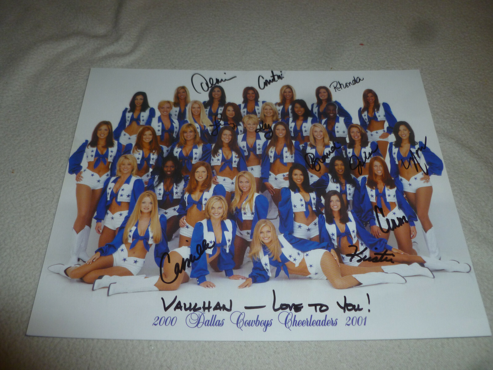 AUTOGRAPHED 8 X10 2000 2001 DALLAS COWBOYS CHEERLEADERS PHOTO TEAM AUTO ...