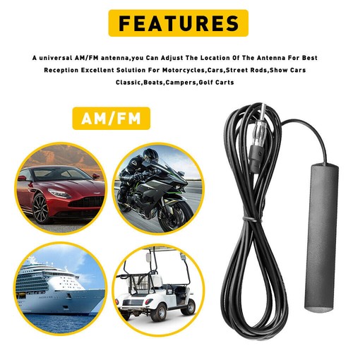Powerfull Universal Car Hidden Amplified Antenna AM/FM Radio Ariel 12V ...