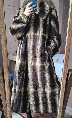 Rare Vintage Real Quality Heavy Fur Long Coat Muskrat Polish Size 12 14 ...