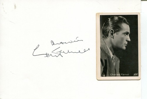 Charles Farrell Autograph Signed Card Silent Movie Actor My Little ...