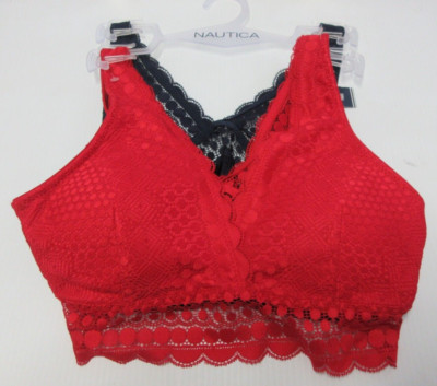 Nautica Intimates Women's 2 Pair Pack Lace Removable Pads Bras Size ...