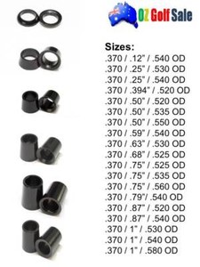 4pcs .370" Premium Golf Iron Club Ferrule Ferrules - Black - 19 Sizes ...