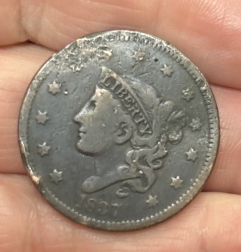 Early 1837 US Liberty Coronet Head Sm Stars & Date Large One Cent Coin ...