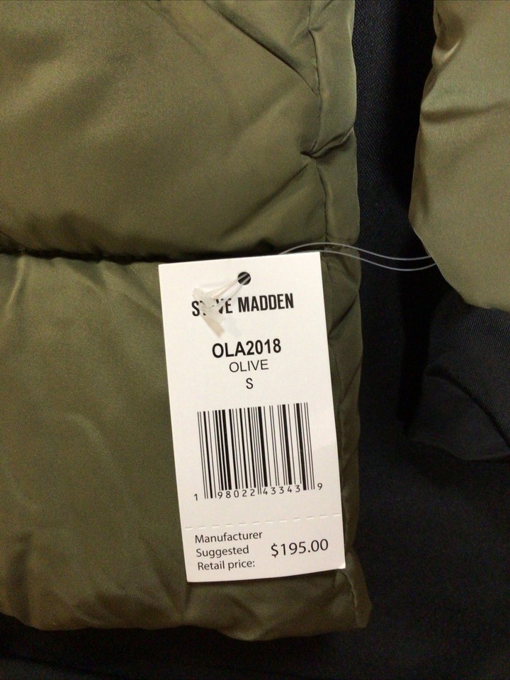 Steve Madden Olive Puffer Jacket- OLA2018 | eBay