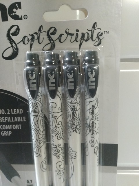 2 X 4pk Inc Soft Scripts #2 Mechanical Pencils 0.7 Mm Lead White and ...