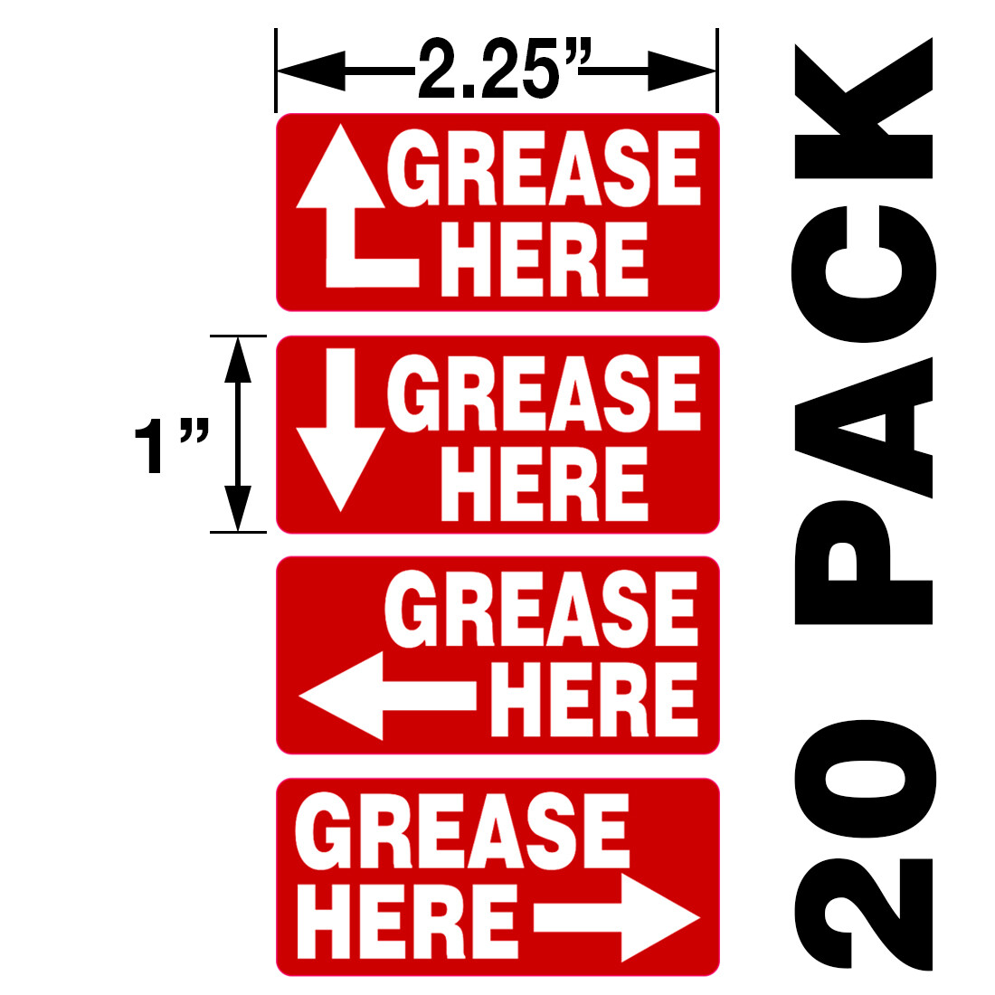 GREASE HERE ARROW Label sticker - 20 decals per package - Red or Yellow ...