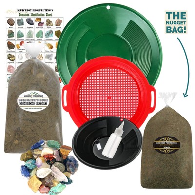 Gold Nugget & Gemstone Paydirt KIT | Miner GIFT IDEA | Pans Sieve ...