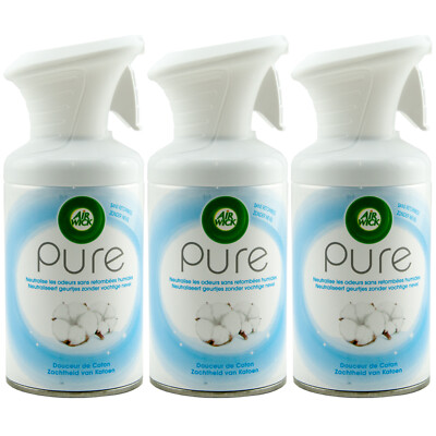 Air Wick Pure Fragrance Spray FRESH LAUNDRY - COTTON 3 x 250ml Room ...