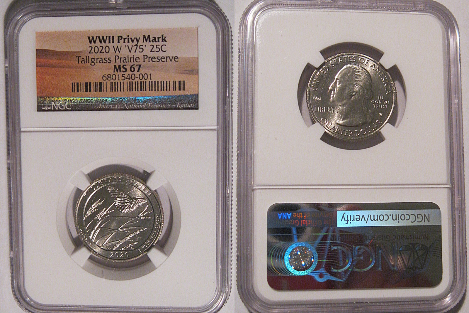 2020 W Tallgrass Prairie NP Quarter 25c NGC MS 67 Privy Mark V75 | eBay