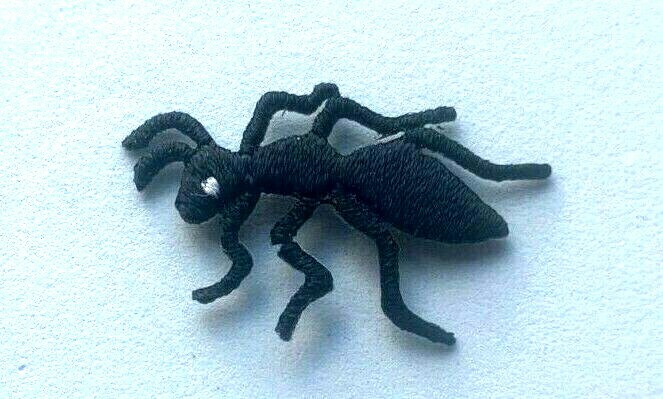 Black ant iron on embroidered patch select right or left 1-1/2" W X 1-1 ...