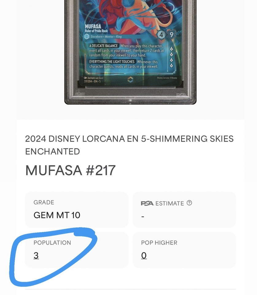 PSA 10 ENCHANTED Lorcana Mufasa Ruler of Pride Rock | eBay