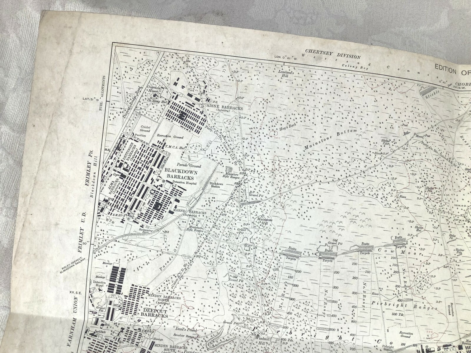 1920 Antique Map of Pirbright Military Camp Blackdown Barracks British ...