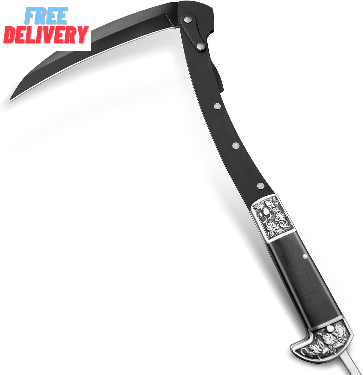 Folding Sickle, Black Sharp Blade with Two Section Foldable Scythe ...