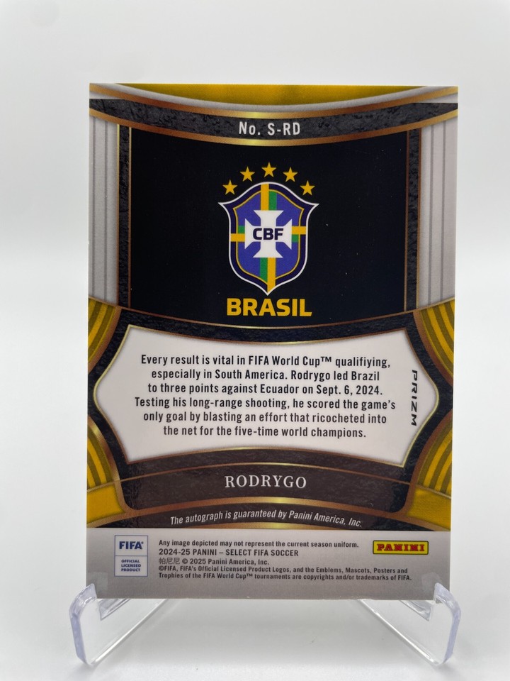 2024-25 Panini Select Fifa Signatures Auto Silver Prizm Rodrygo Brazil ...