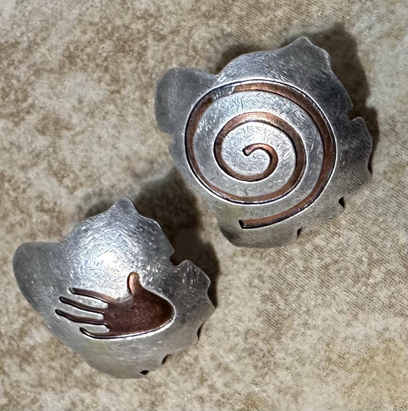 VINTAGE COPPER OVERLAY STERLING NATIVE AMERICAN HAND … - Gem