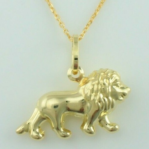 9ct Yellow Gold Lion Leo Zodiac Charm Pendant Necklace 16",18",20 ...
