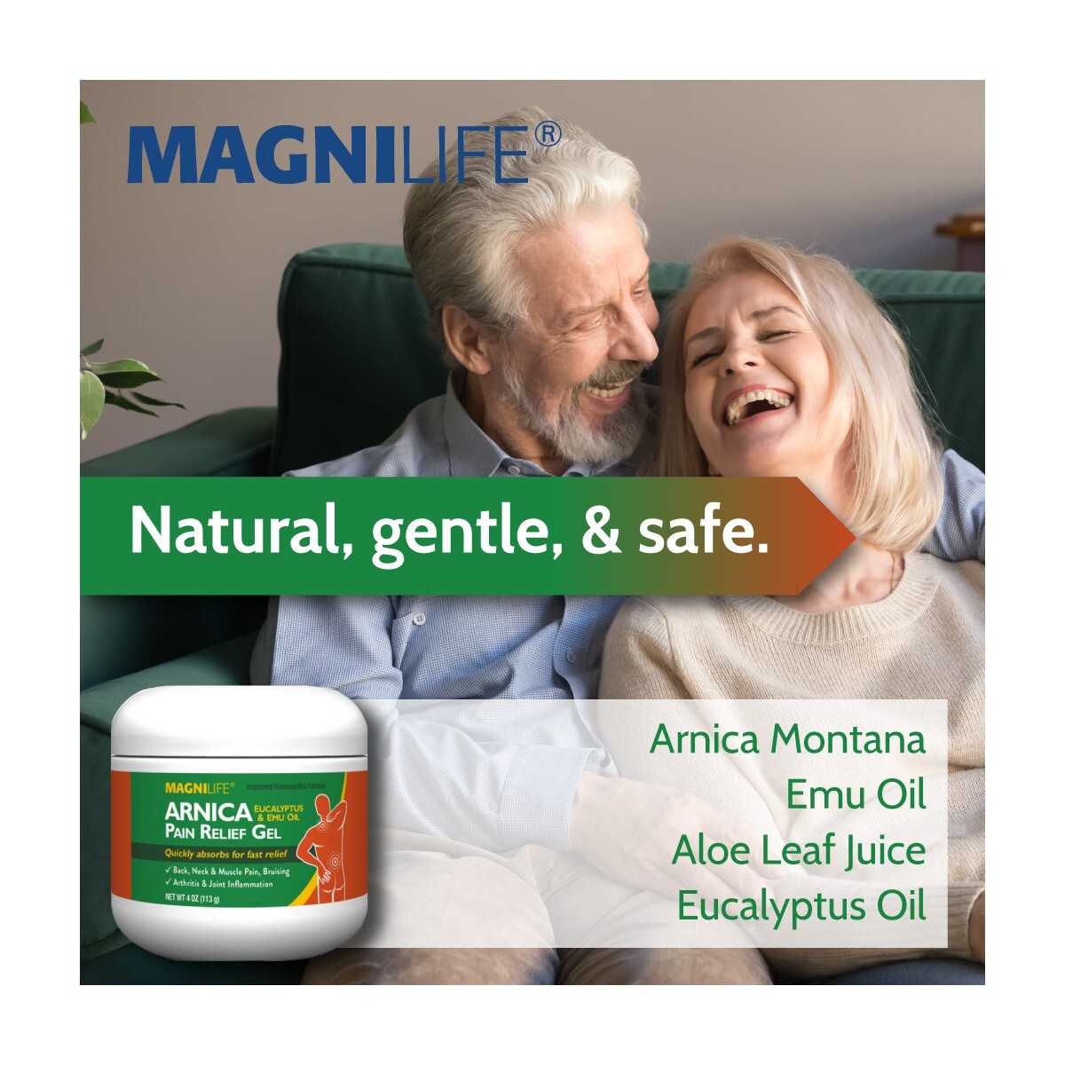 MagniLife Arnica Pain Relief GEL Eucalyptus & EMU Oil 4 Oz Ship for ...