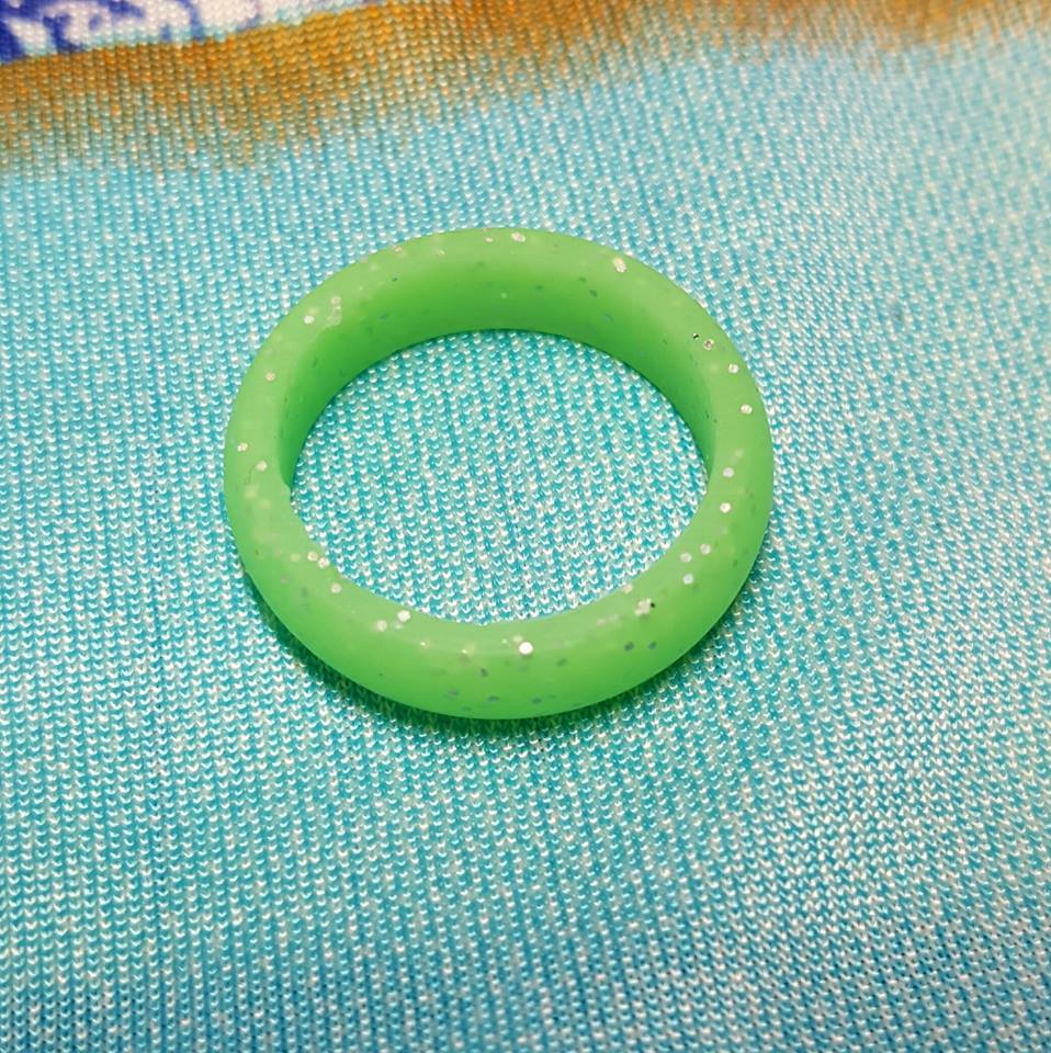 Glow Dark Glitter Sparkling Sparkle Women Silicone Wedding Sport Ring 6 ...
