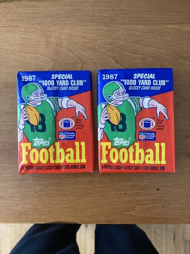 MINT 1987 TOPPS FOOTBALL (2) UNOPENED WAX PACKS KELLY CUNNINGHAM ...