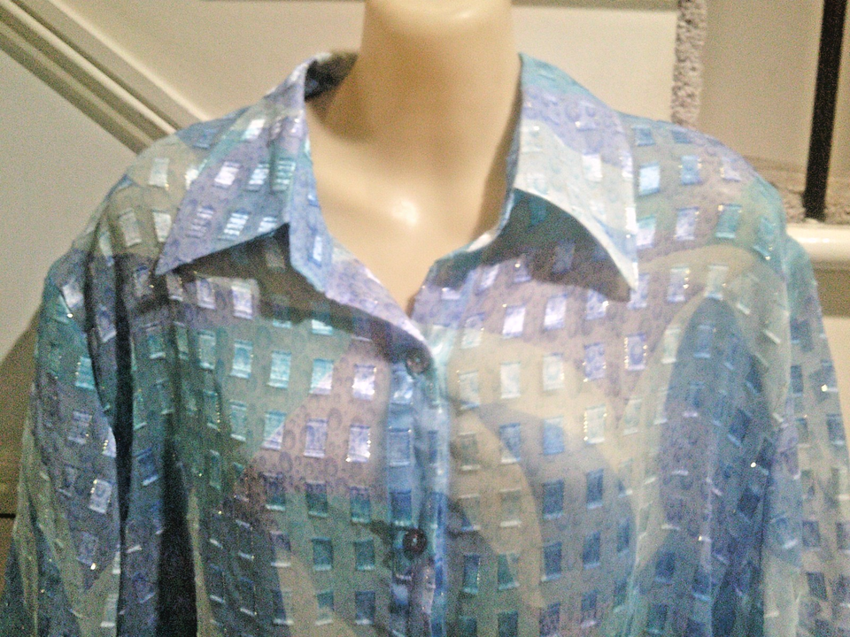 VICTORIA HOUSE NWT SIZE 18 Blue Aqua White Glitter thread Stunning ...