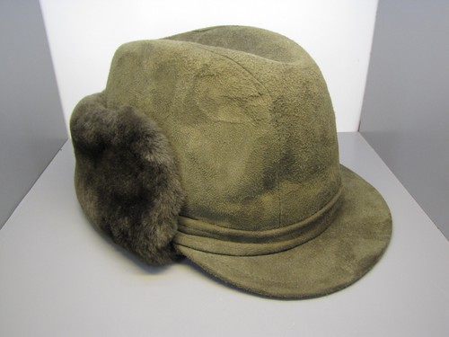 Vintage Leder Hut mit Fell Jäger Hut Grün Oliv Jagd Bieberlamm ...