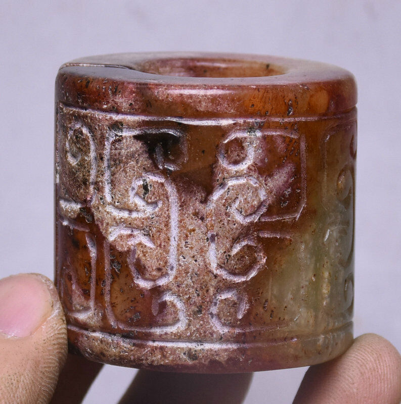 4CM Old Chinese Hongshan Culture Hetian Jade Carving Yu Cong Zong ...