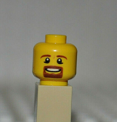 LEGO PARTS 1X MINIFIGURE HEAD/BROWN BEARD/EYEBROWS/GOATEE/TEETH PATTERN ...