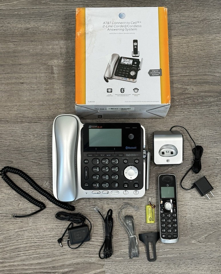 AT&T Connect to Cell TL86109 2-Line Cordless DECT 6.0 Phone System w ...