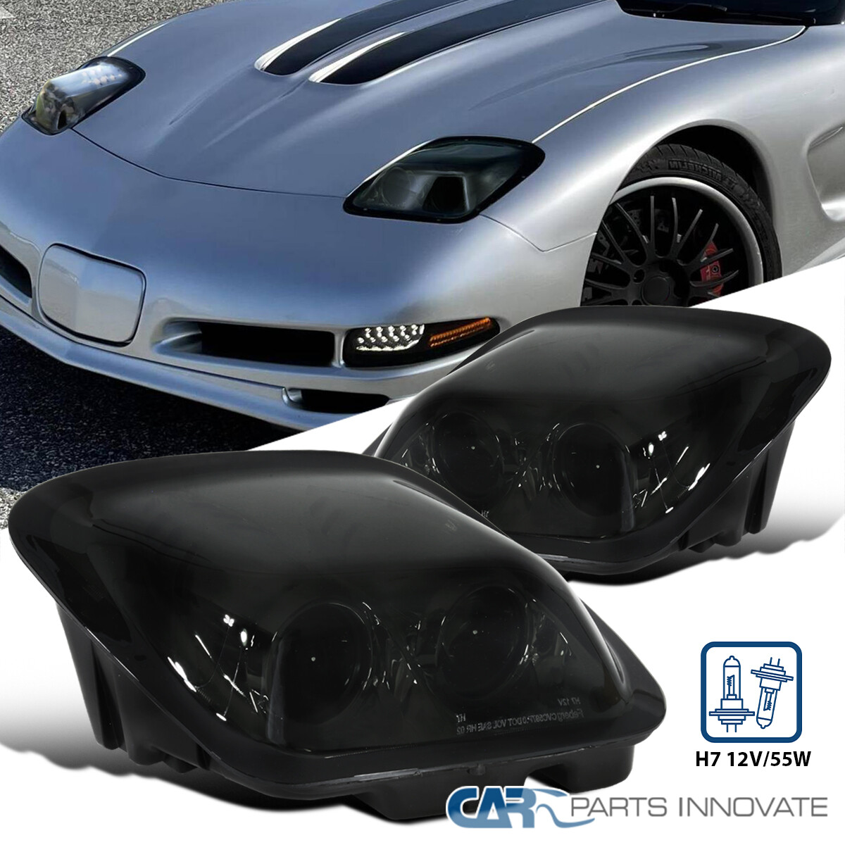 Fits 97-04 Chevy Corvette C5 Smoke Projector Headlights Lights Lamps ...