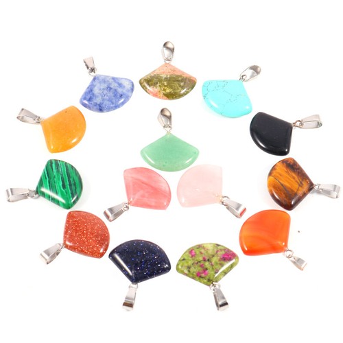 100pcs Natural Stone Sector Reiki Chakra Crystal Pendant Charms Jewelry ...