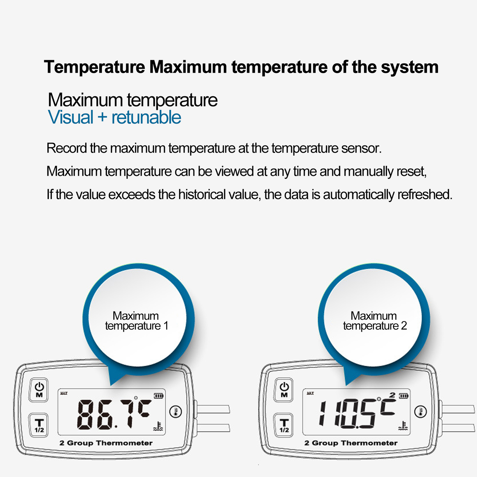 Motorcycle Digital Dual Channel LCD Thermometer Engine Temp Gauge Meter ...