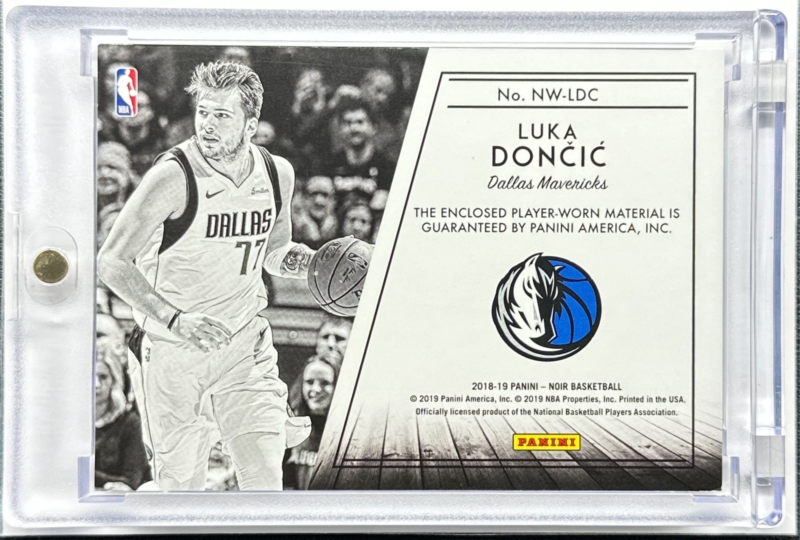 2018-19 Panini Noir Luka Doncic New Wave Jerseys Rookie Laundry Tag ...