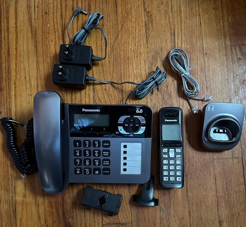 Panasonic DECT 6.0 Corded Answering Machine KX-TG1061 W/ 1 wireless ...