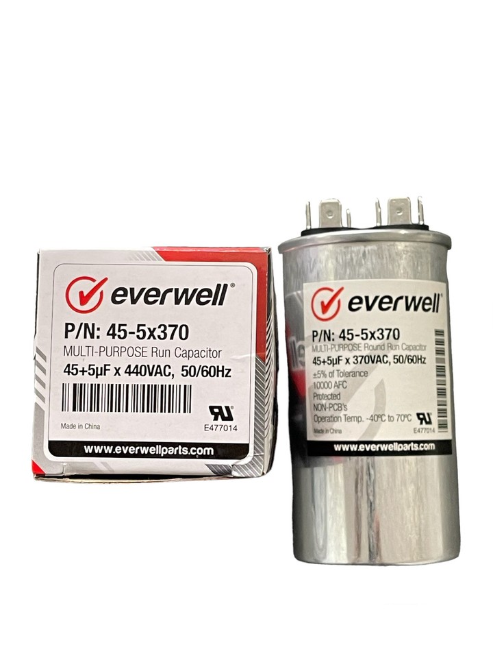 Motor Run Capacitor Dual 45+5 mfd x 370 VAC 50/60Hz Round Metallized | eBay