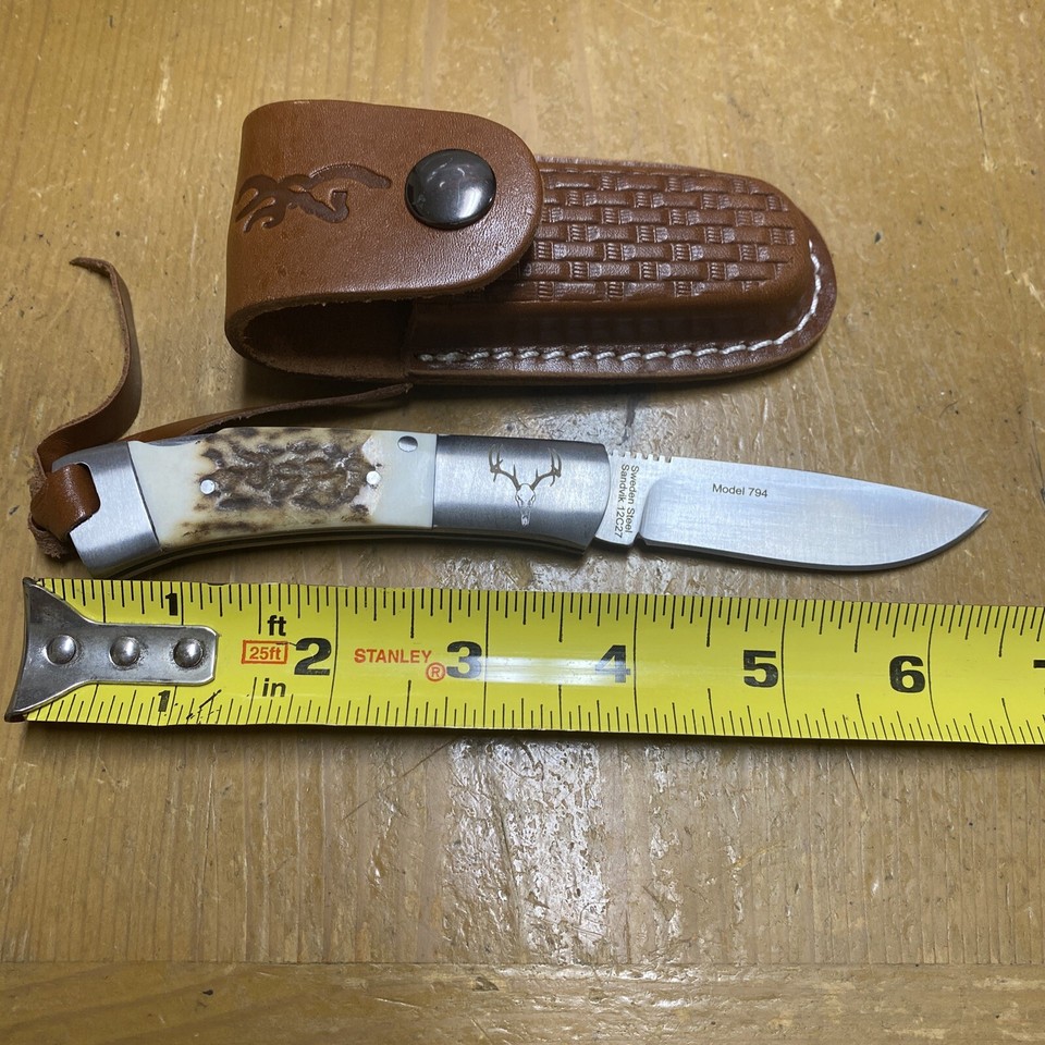 DISCONTINUED Browning Model 794 RMEF Lil Bit Folding Stag Lockback ...