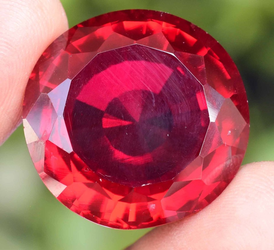 Natural Blood Red Mozambique Ruby 68.35 Ct CERTIFIED Round Cut BIG-SIZE ...