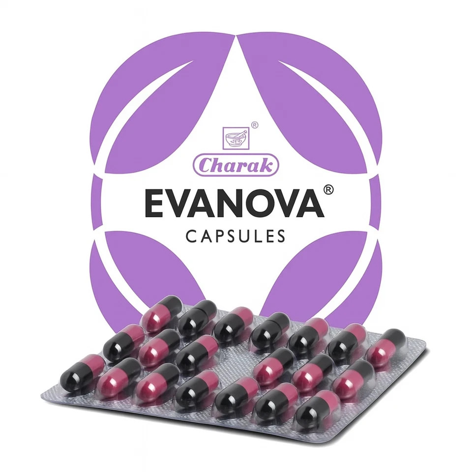 Charak Evanova Capsules 60 Caps | Natural Menopause & Hormonal Balance ...