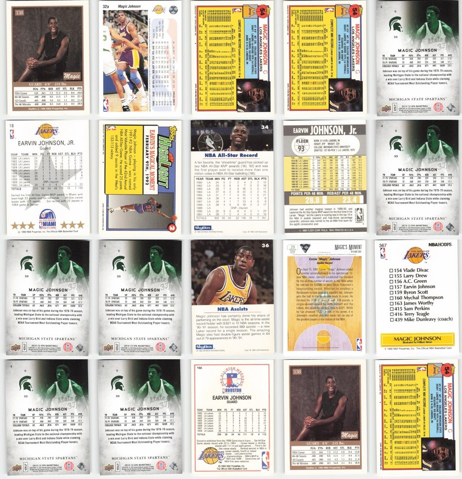(100) Magic Johnson Los Angeles Lakers Lot NBA Basketball Cards ...