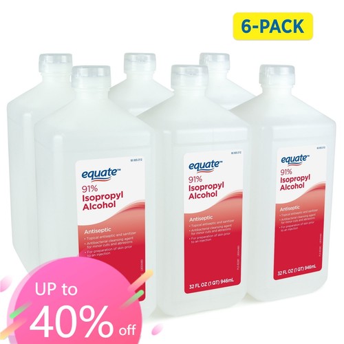 Equate 91% Isopropyl Alcohol Antiseptic Liquid, 6 PACK, (6 x 32 fl oz ...