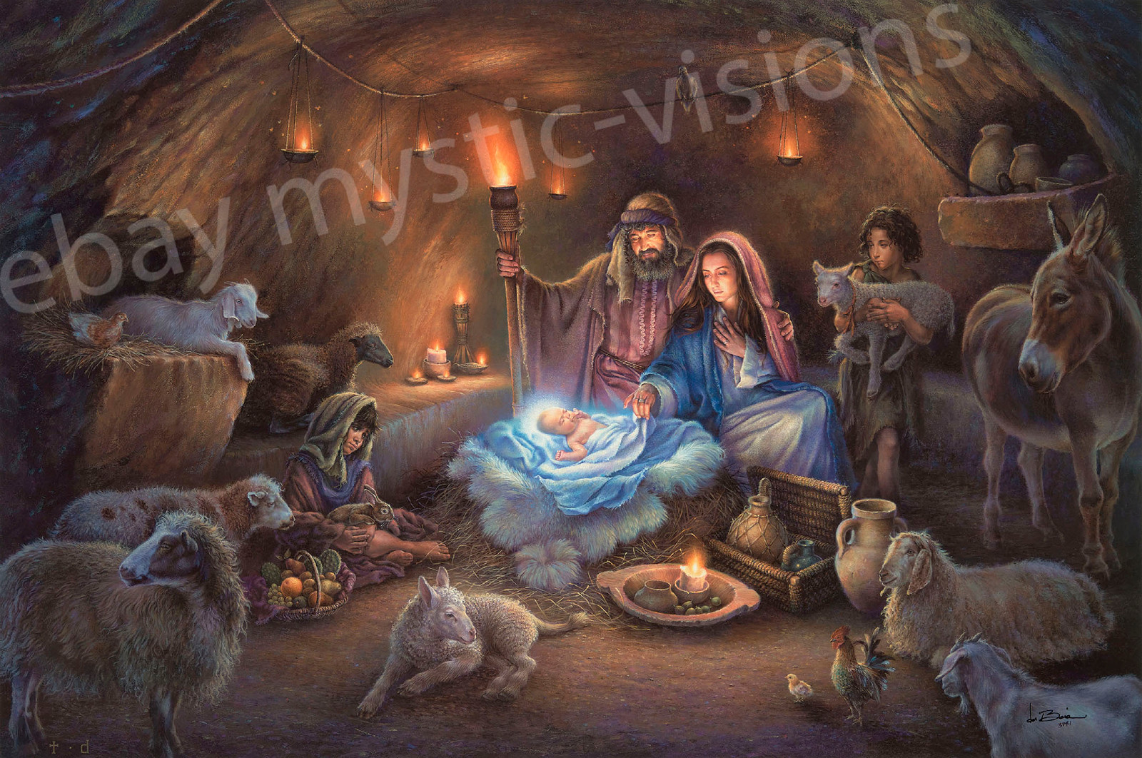 NO ROOM FOR THEM IN THE INN Tom duBois S/N 20"x30" Image Jesus Mary ...