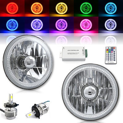 5-3/4" RF RGB SMD Color Change Halo Angel Eye Shift Headlamp LED ...